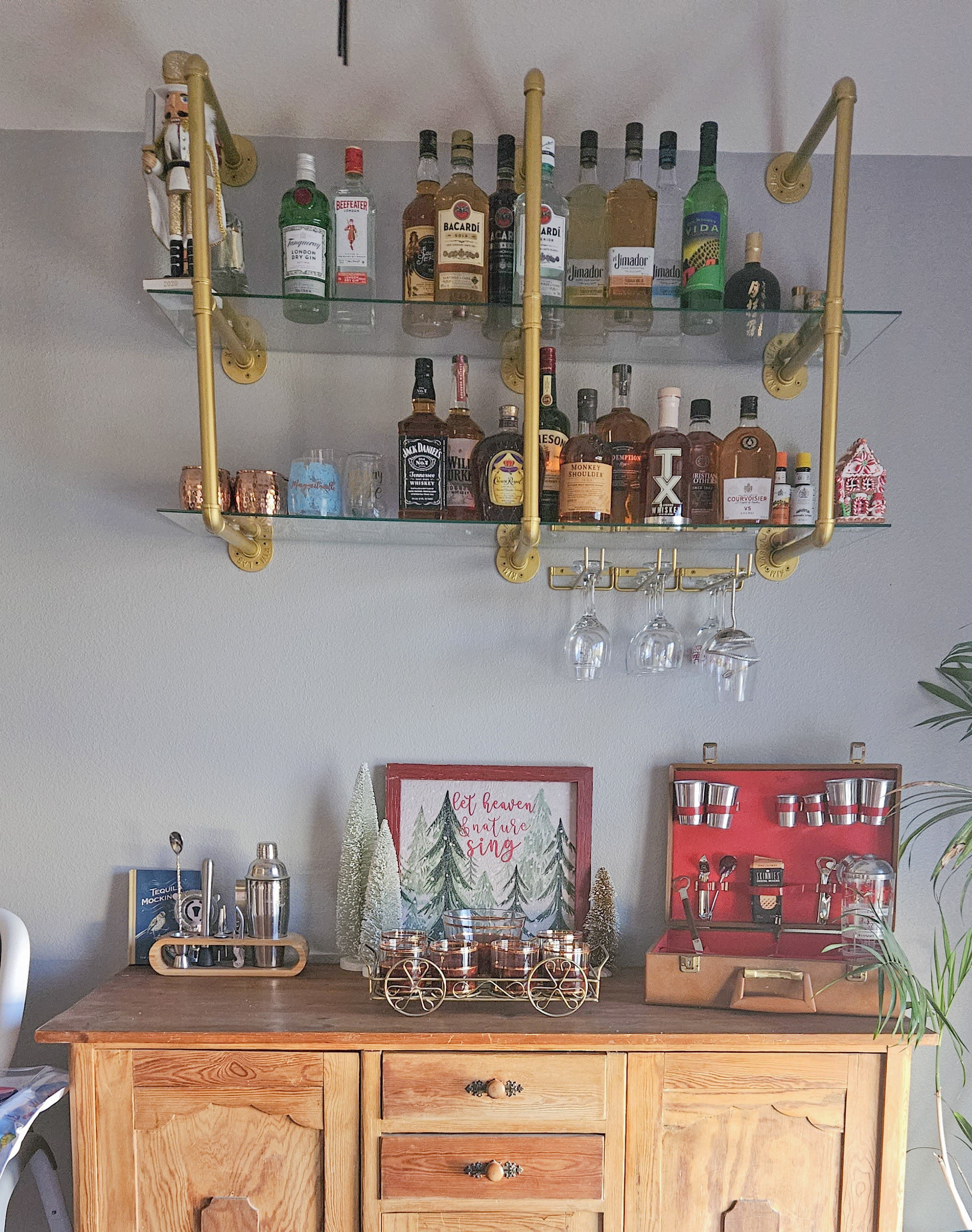 DIY Bar Shelves: How to Build Floating Shelves for a Home Bar (Under ...